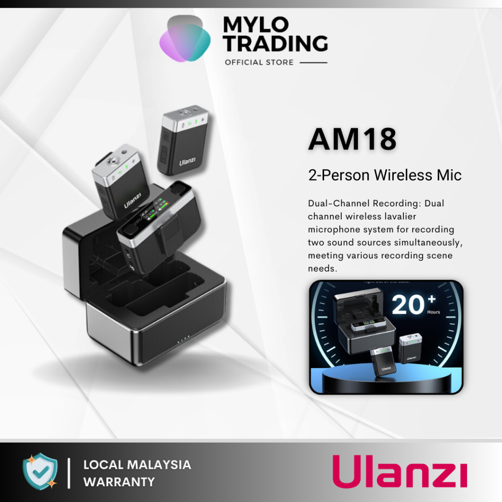 Ulanzi AM18 U-Mic 2-Person Wireless Microphone System for Cameras and Mobile Devices (2.4 GHz ...