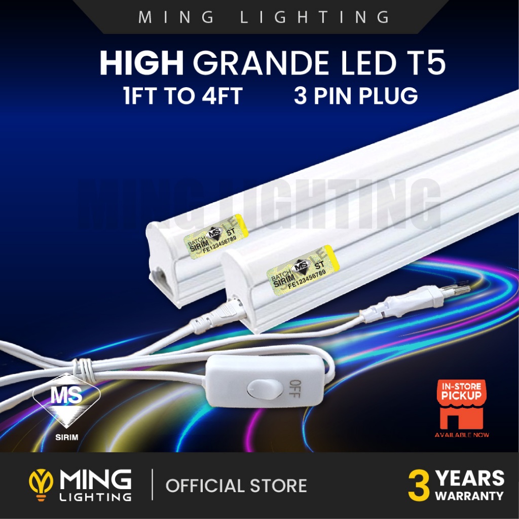 (Sirim) LED T5 Tube Light Premium Complete Set Drop Curve Ceiling Light Lampu Plaster Siling ...