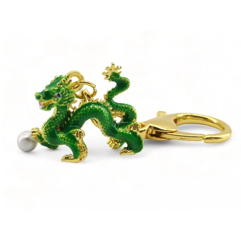 Young Green Dragon Amulet Feng Shui Keychain - For Wealth Luck in year ...