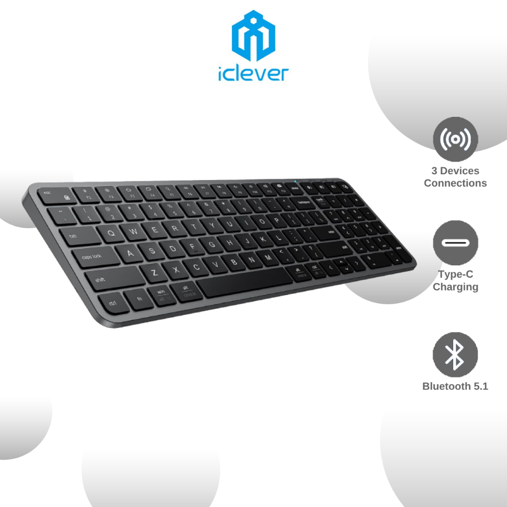 iClever BK20 Bluetooth Keyboard, Wireless Keyboard with Numeric Keypad, Multi-Device ...