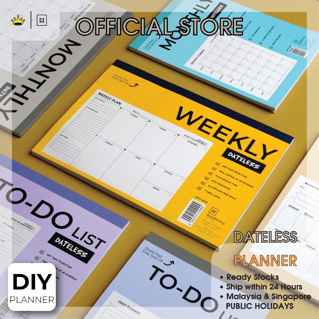 Masterprint A5 / B5 DIY Dateless Monthly Weekly Daily Planner Pad Easy ...