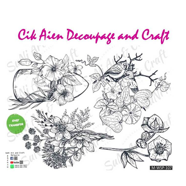 Water slide easy transfer paper with Wording & Black and White design ...