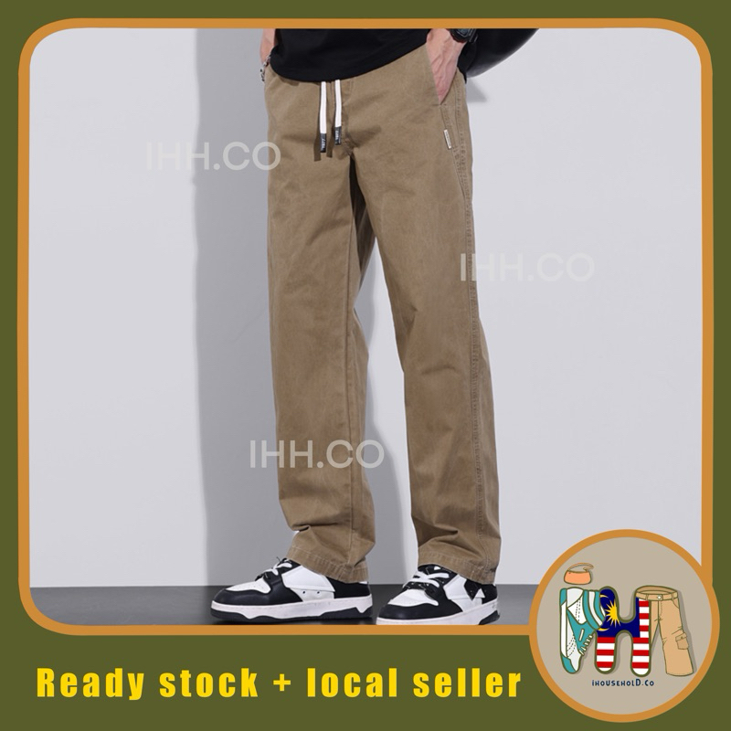 Seluar cotton Kargo Cargo Kerja Loose Straight Cut Baggy Casual Slack ...