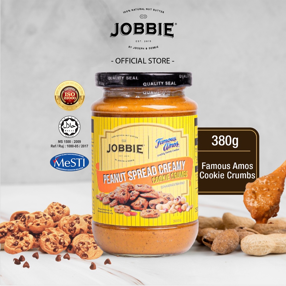 JOBBIE x Famous Amos Cookie Crumbs Peanut Spread (380g) | Shopee Singapore