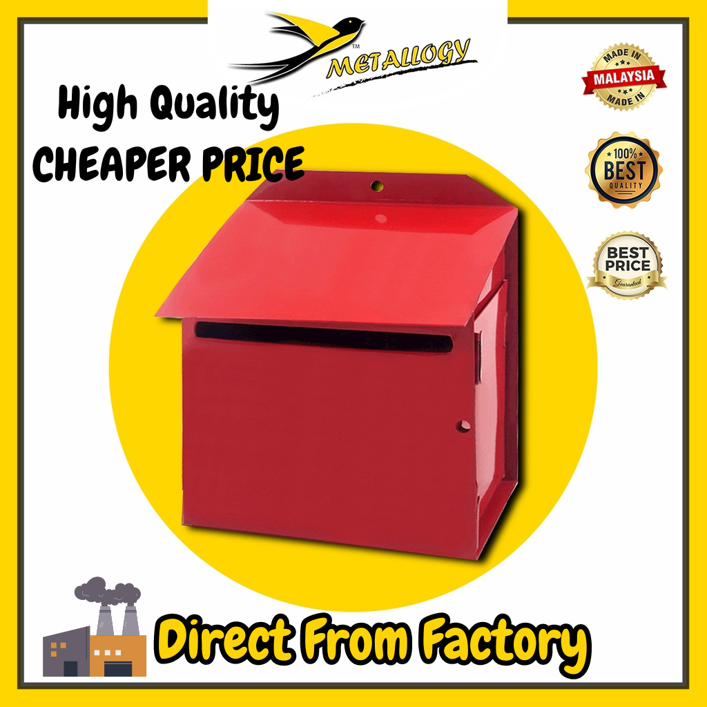 Metallogy Metal Red Post Letter Box/ Metal Mail Box/ Peti Surat Besi ...