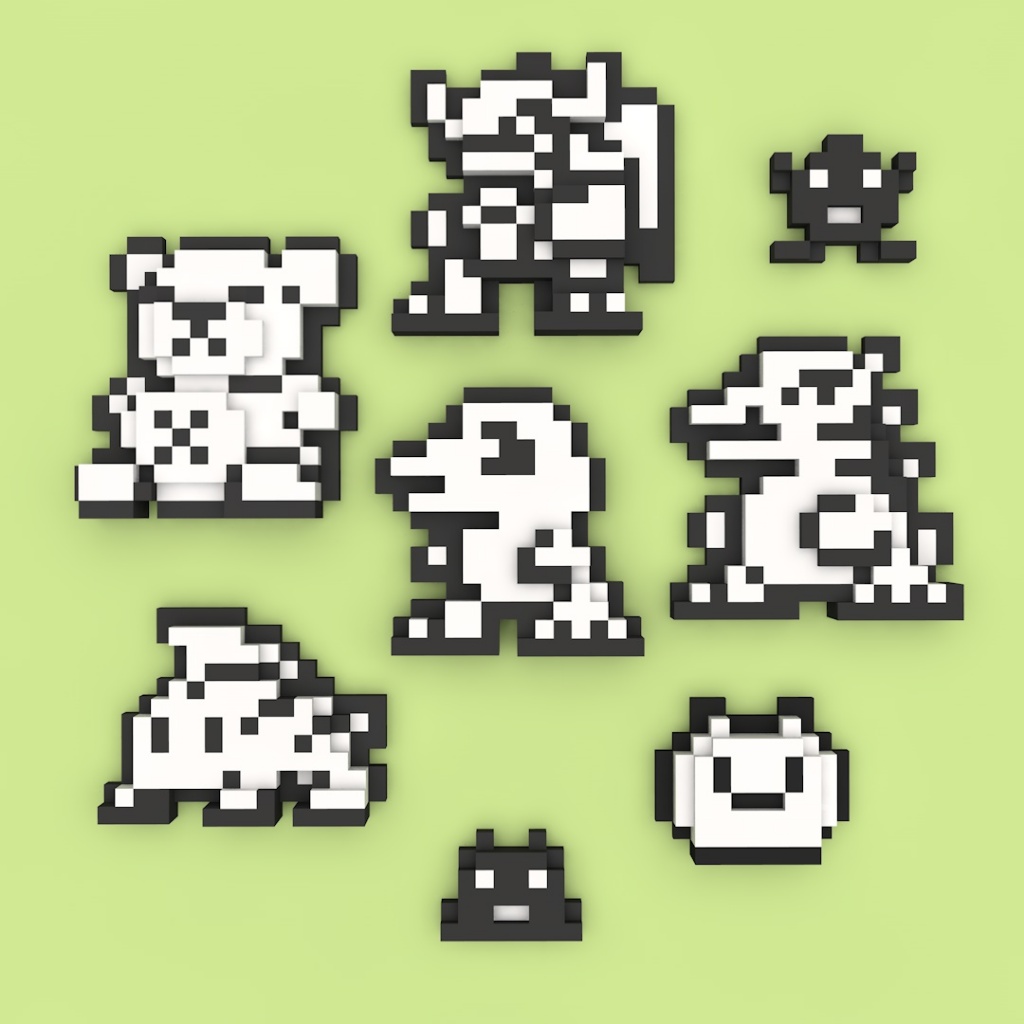 Digimon Digivice Vpet Version 1 Pixel Art Classic Look Retro Black and ...