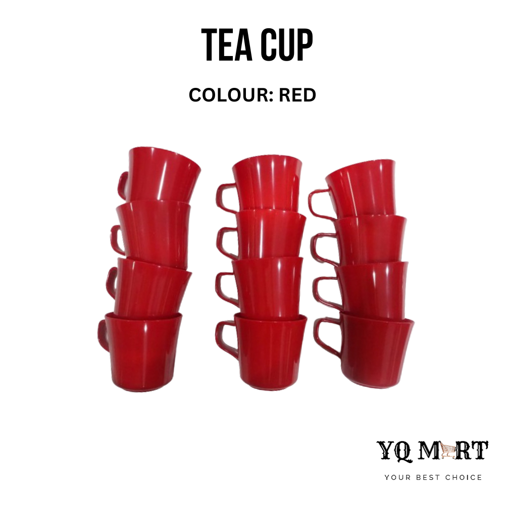 12pcs Orange/ Red Tea Cup With Handle Cawan Merah | Shopee Singapore