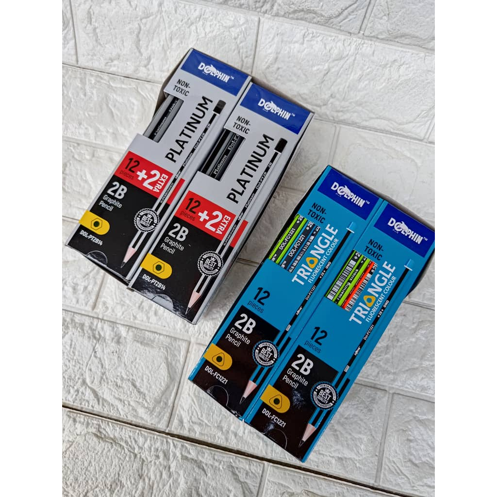 Dolphin 2B Pencil Clipper( Pensil 2B ) ( Triangle Fluorescent 2B Pencil ...