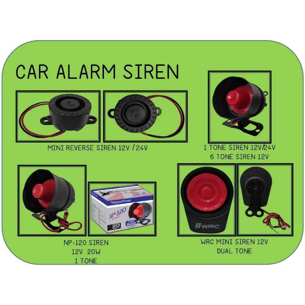 CAR ALARM SIREN -1 TONE SIREN 12V & 24V/ 6 TONE SIREN 12V / MINI SIREN ...