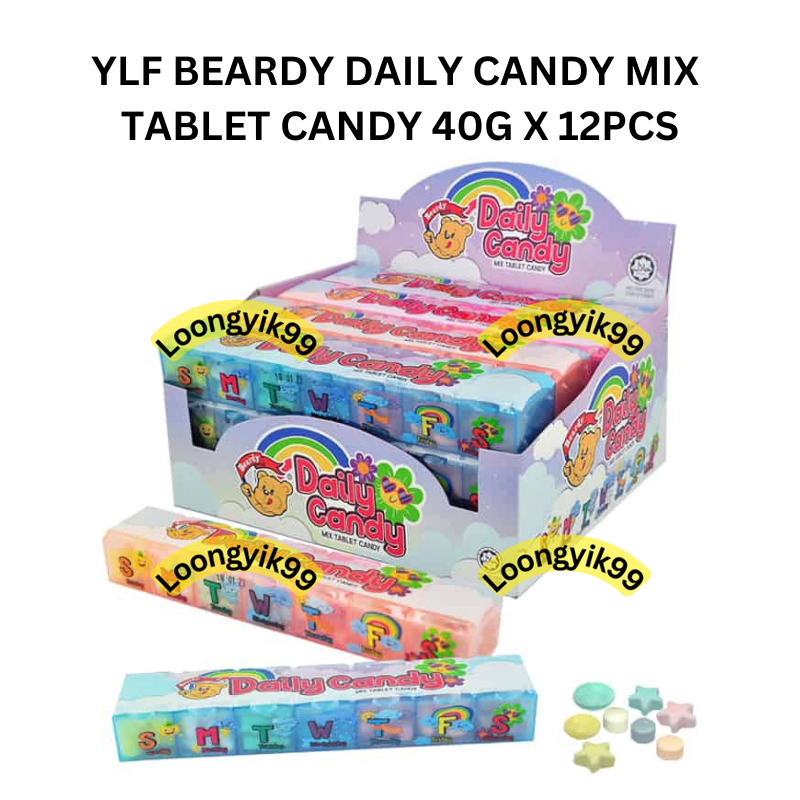 YLF BEARDY DAILY CANDY MIX TABLET CANDY 40G X 12PCS HALAL HALAL CANDY ...