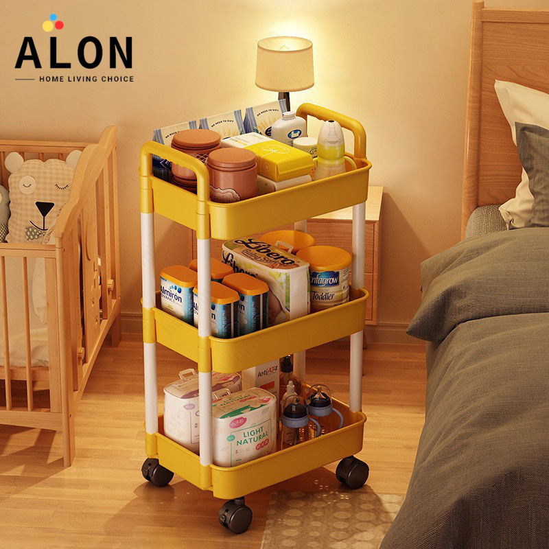 ALON Trolley Rack 3 Tier Trolley Storage Kitchen Rack Rak Troli Trolley ...