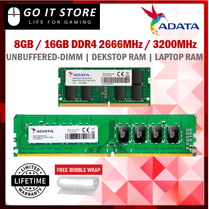 ADATA Ram DDR4 3200MHz Value Desktop Ram PC Ram Laptop Ram (8GB / 16GB ...