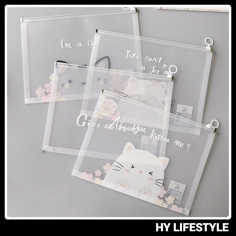 [HY] A4 Mesh Transparent Zip File Bag A4 File Folder Tuition FIle A4 ...