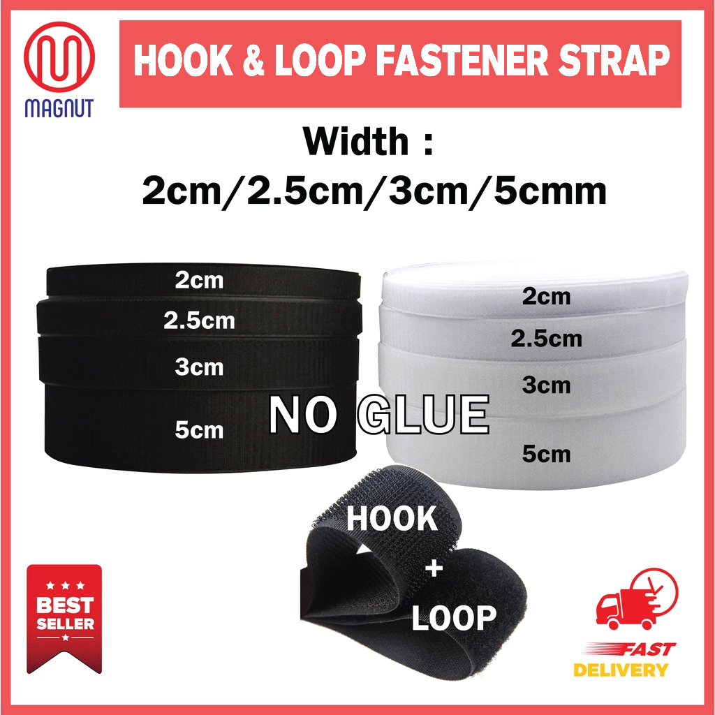 1 meter - velcro Hook & Loop Fastener Strap Tape NO GLUE 2cm/2.5cm/3cm/5cm Hook & Loop | Shopee ...