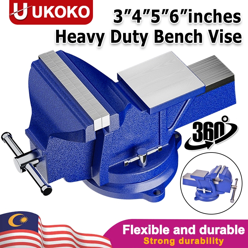 3'' / 4" / 5 '' / 6 " Heavy Duty Clamp Bench Vise Clamp Tool 360 Rotation Ragum Meja Inch Swivel ...