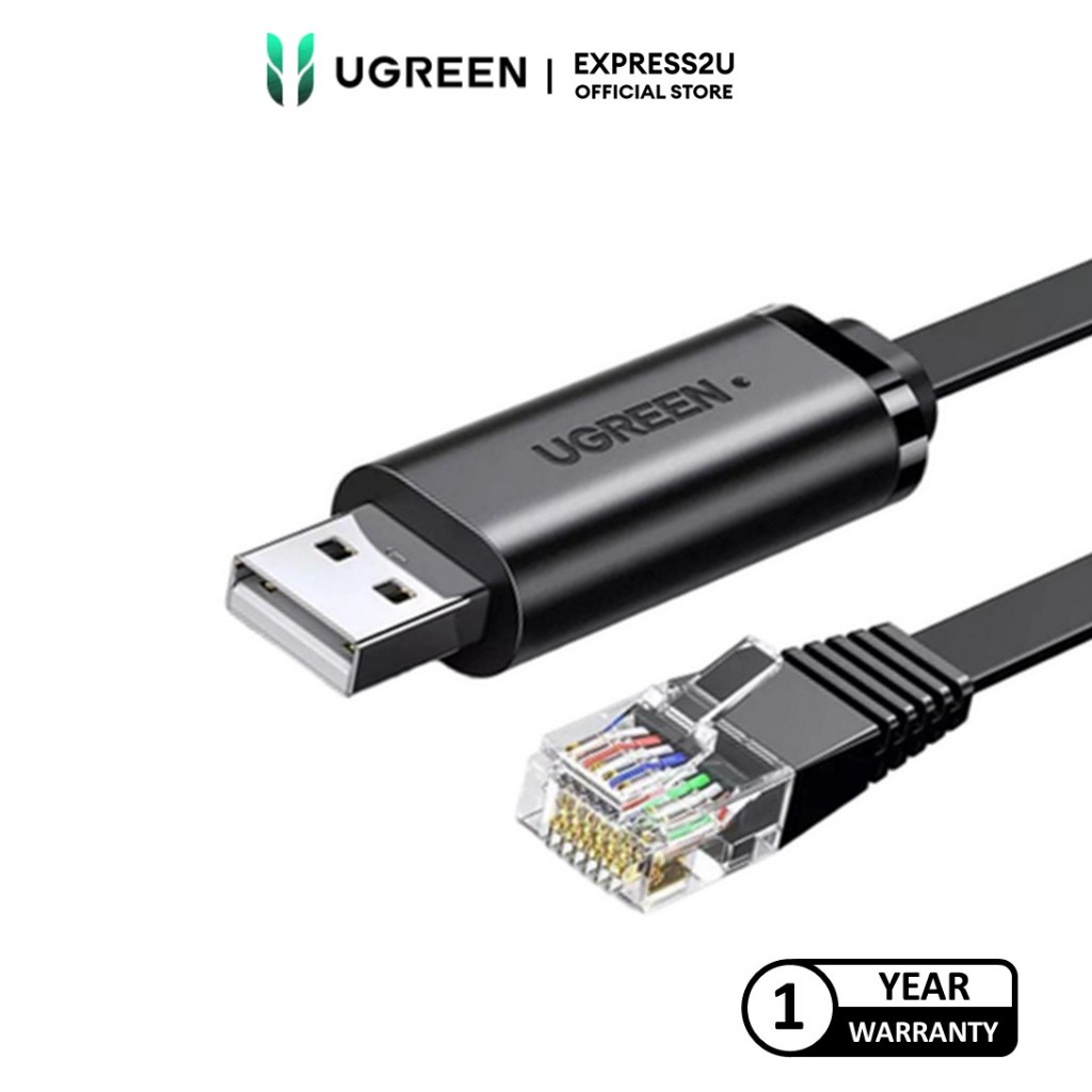 UGREEN USB-A 2.0 TO RJ45 CONSOLE CABLE 1.5M (BLACK) | Shopee Singapore
