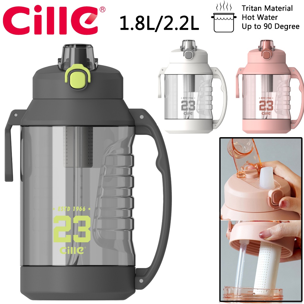 Cille 1.8L/2.2L Big Bucket Shaker Leakproof Tritan BPA-Free Water ...