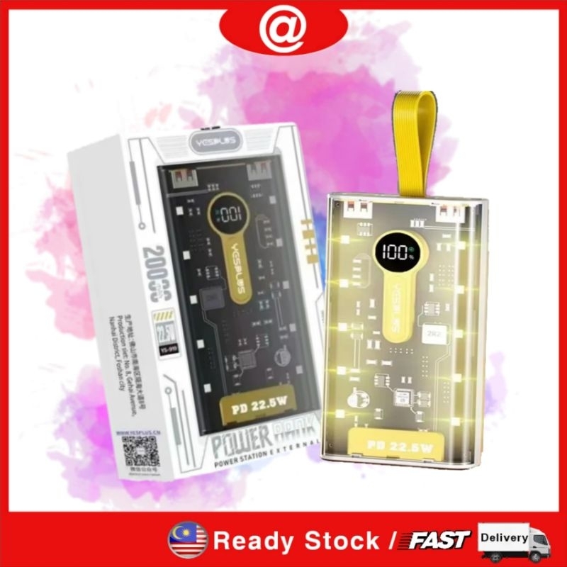 YESPLUS YS-920 Transparent 5A PD 22.5W 20000mAh Powerbank / Super Fast ...
