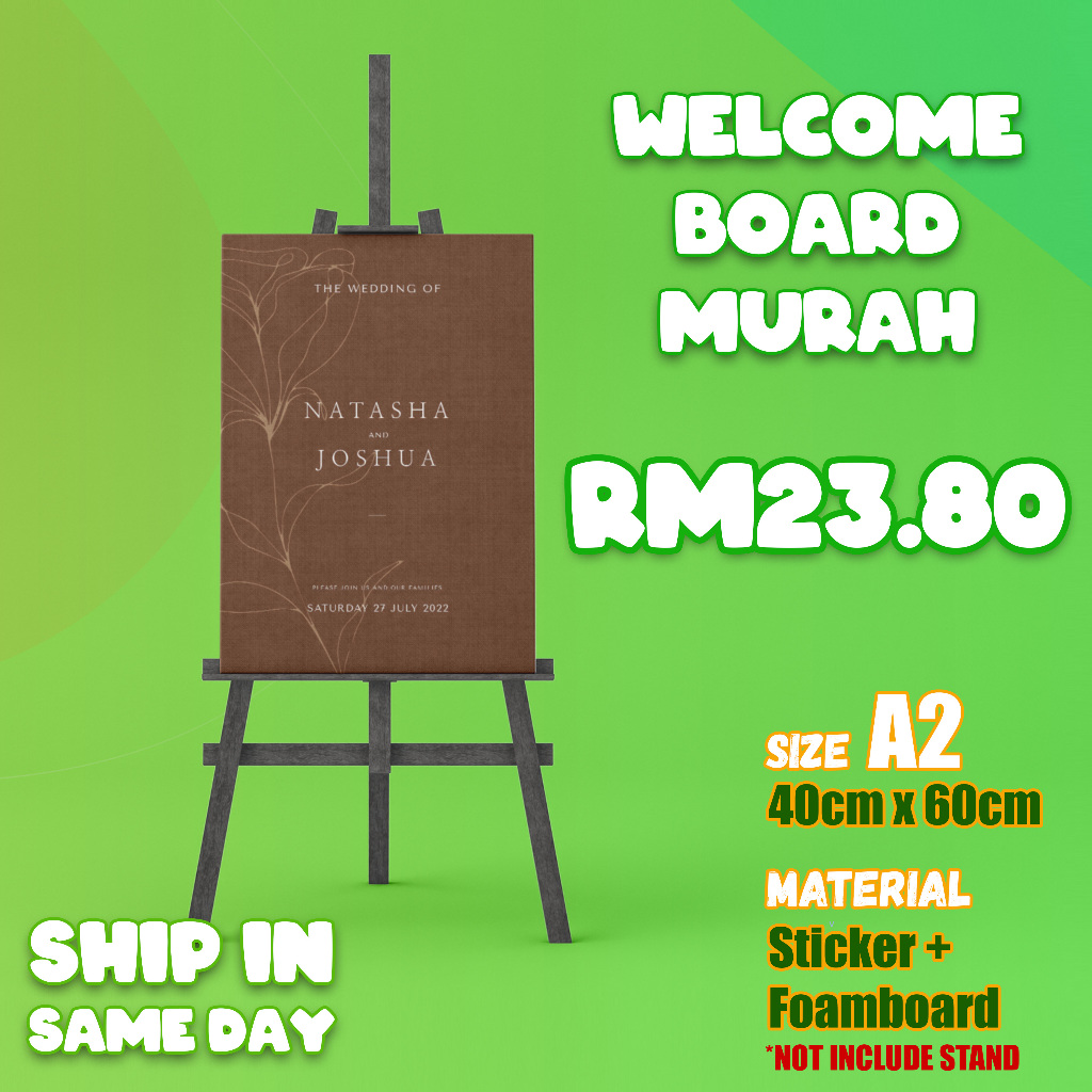 Welcome Board A2 | Wedding Signage | Papan Selamat Datang Perkahwinan ...