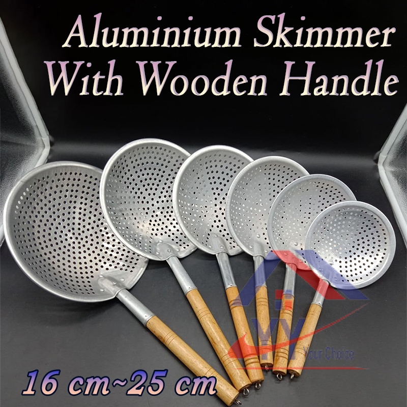Aluminium Skimmer With Wooden Handle/Frying Oil Strainer Wood Handle ...