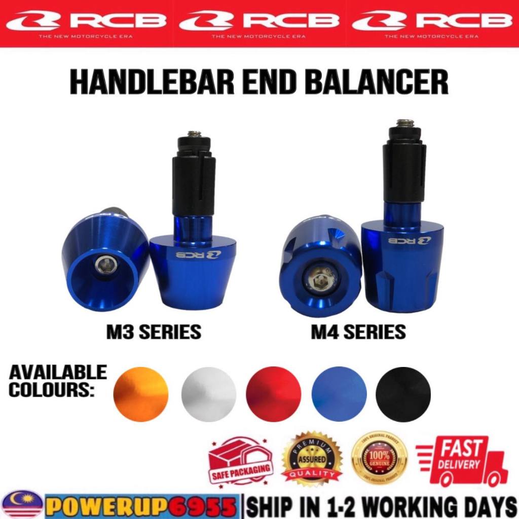 RCB M3 M4 ALLOY HANDLEBAR END BALANCER HANDLE GRIP BALANCING SET RACING ...