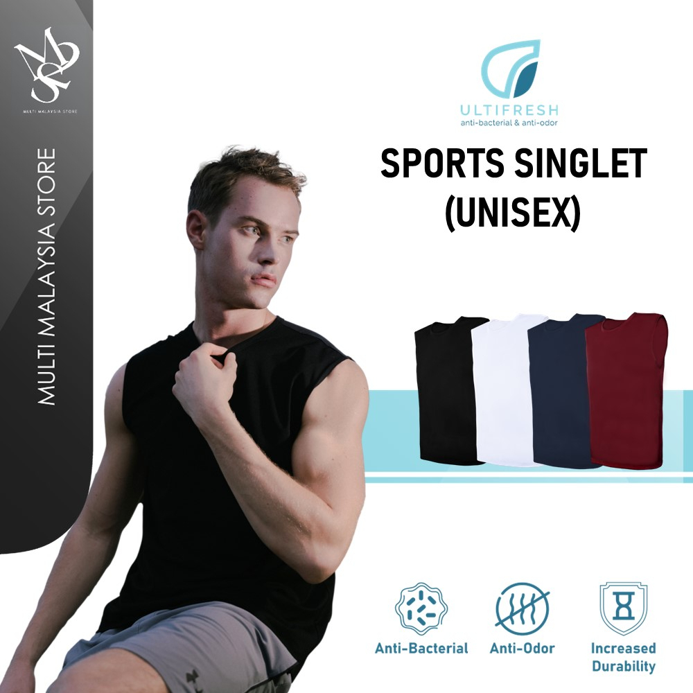 ULTIFRESH UNISEX Performance Sports Singlet Microfiber Sleeveless Tee ...