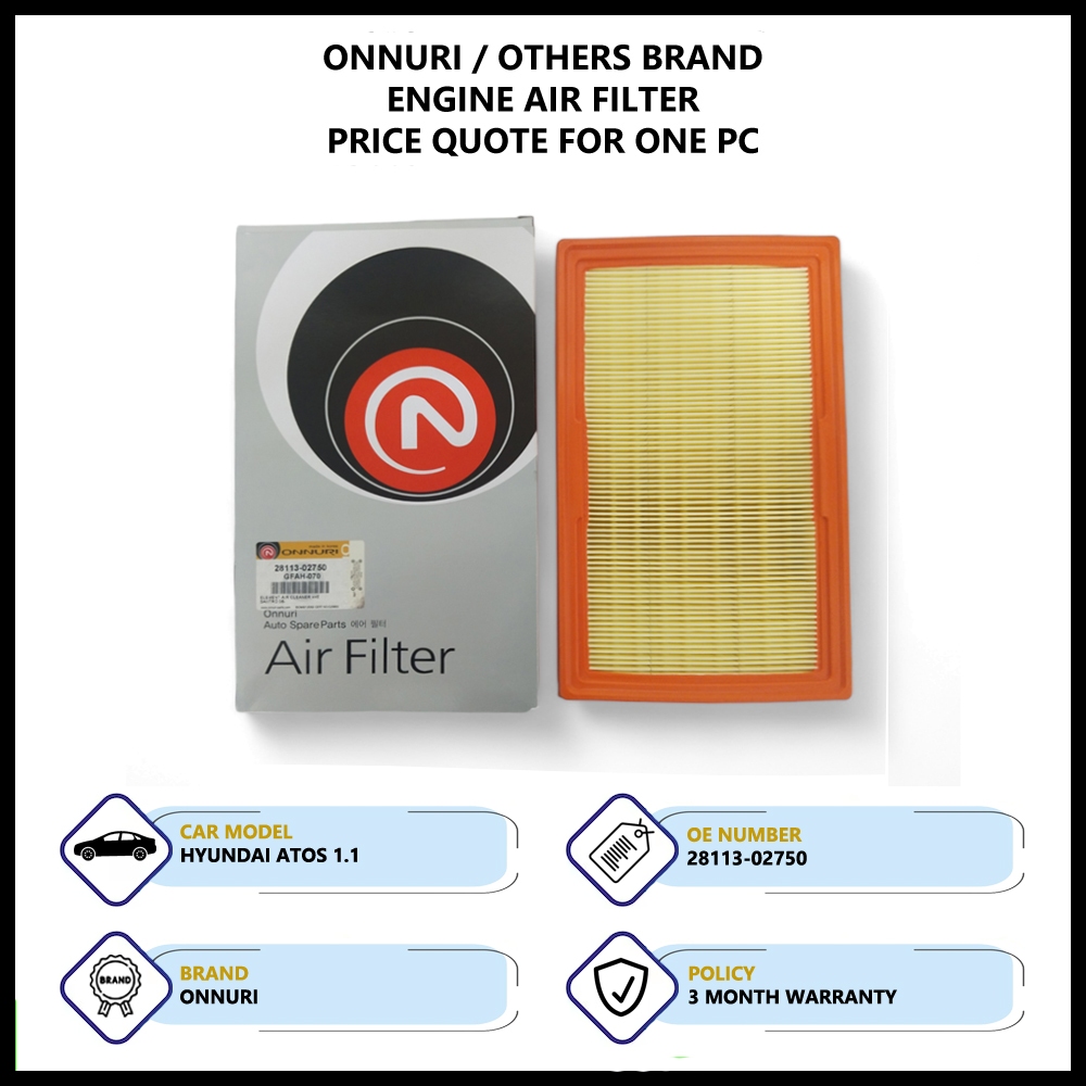 Hyundai Atos 1.1 Korea Aftermarket Air Filter (28113-02750) | Shopee ...