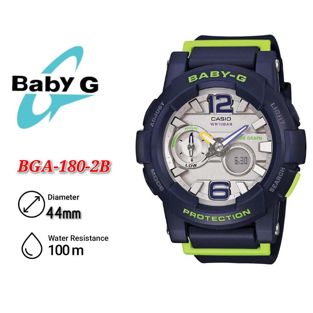 Casio Baby-G BGA-180-2B G-LIDE Analog Digital Surfing Model Blue Resin ...