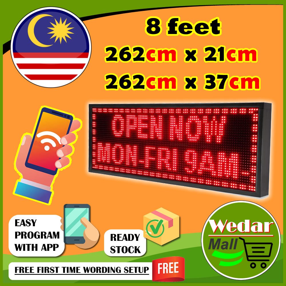 LED Display Signboard (8 Feet) SMD Single Color Scrolling Wifi LED Sign ...