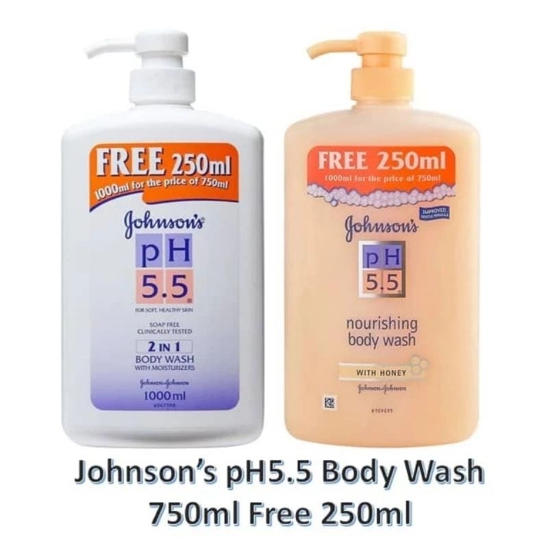 Johnson's pH5.5 Body Wash 750ml free 250ml 2in1 / With Honey | Shopee Singapore