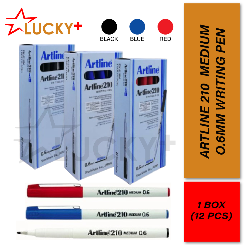 Artline 210 Writing Pen, Drawing, Sign Pen 0.6mm (12'pcs/box) | Shopee ...
