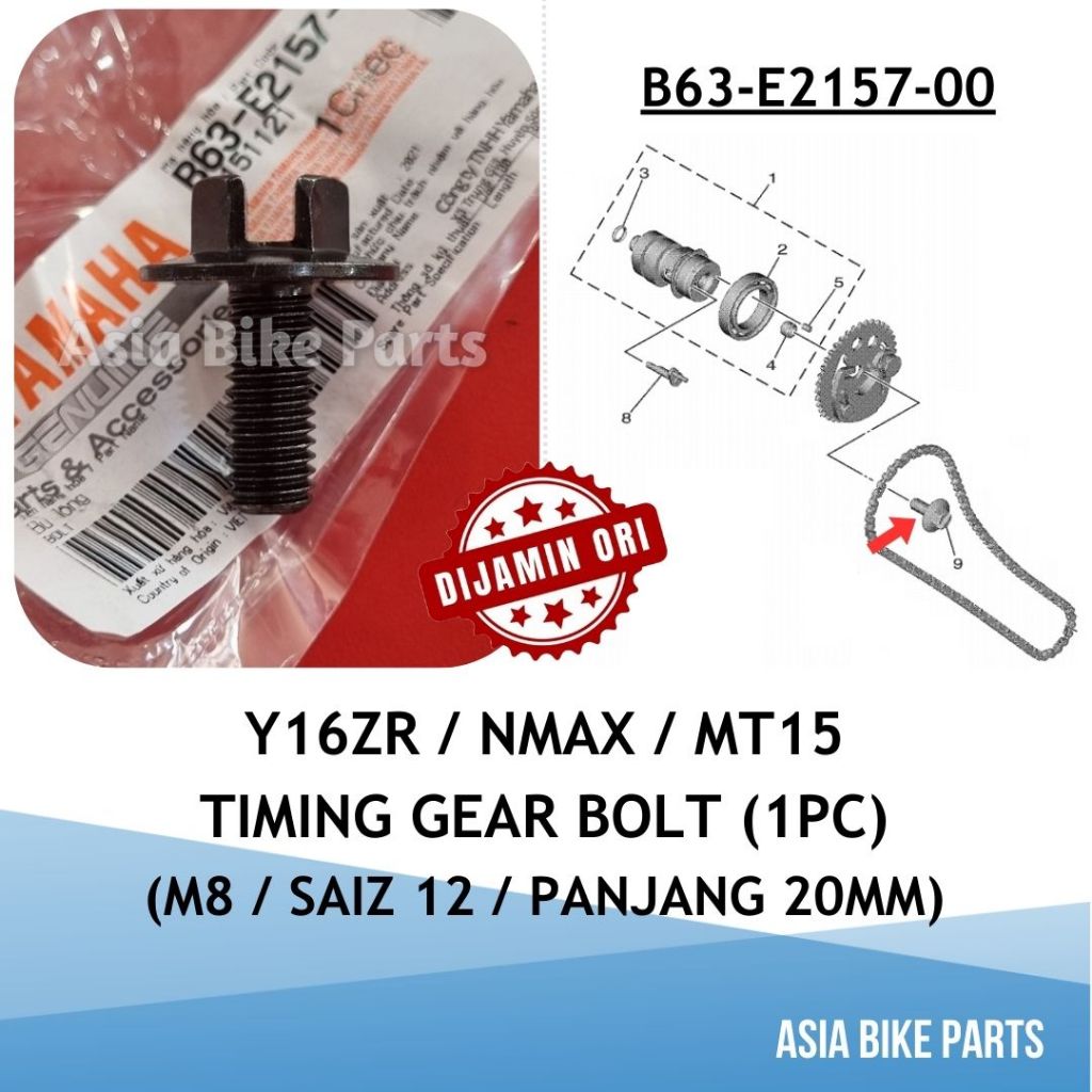 Yamaha Y16ZR / NMAX / MT15 Decompression Timing Gear Bolt Saiz 12 - B63 ...