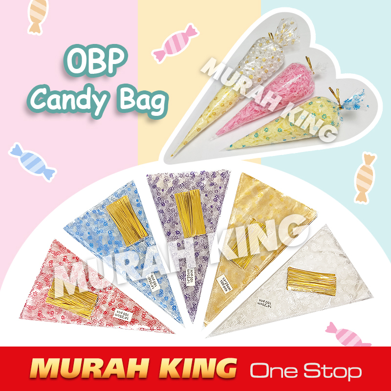 100pcs Beg Plastik Goodies Polka Reben Siap Pengikat Doorgift OPP Bag ...