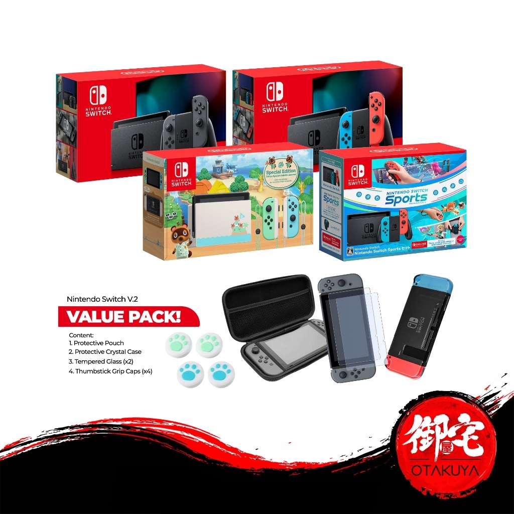 Nintendo Switch V2 Neon / Grey / Sports Console Value Pack (1 Year ...