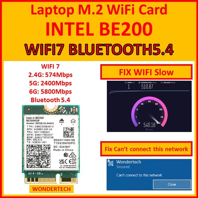INTEL BE200 WIFI7 BLUETOOTH 5.4 Laptop M.2 NGFF WiFi Card BE200NGW WIFI-7 Wireless | Shopee ...