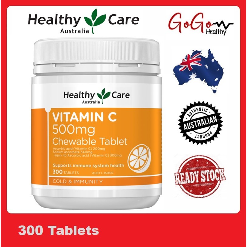 Healthy Care Vitamin C 500mg Chewable - 300 / 500 Tablets (EXP DEC 2026 ...