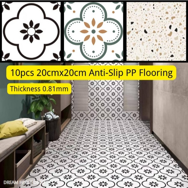 20x20cm | 10 keping/Set Pelekat Lantai Jubin DIY/ Corak Retro/ Self ...