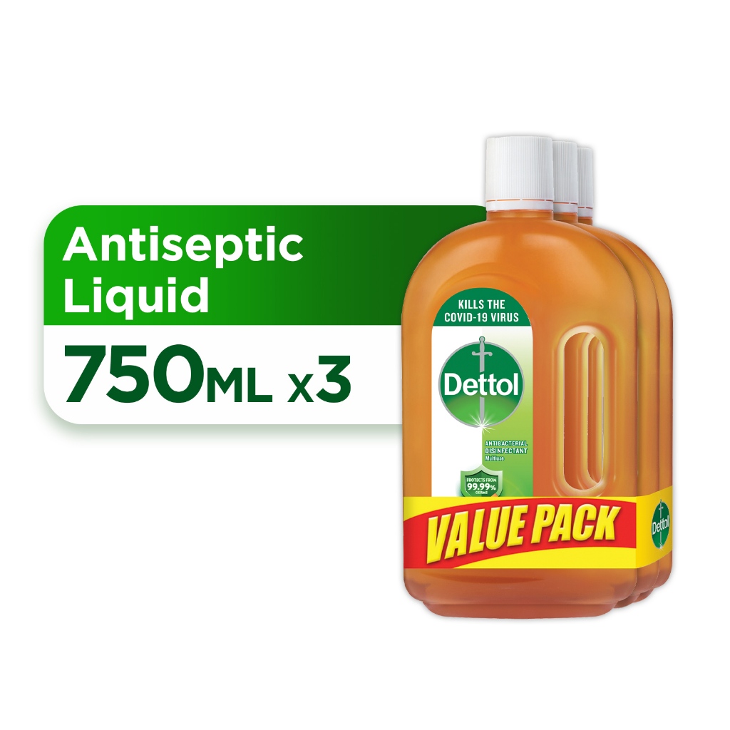 Dettol Antiseptic Brown Liquid (ASL) 750ml x3 Value Pack | Shopee Singapore