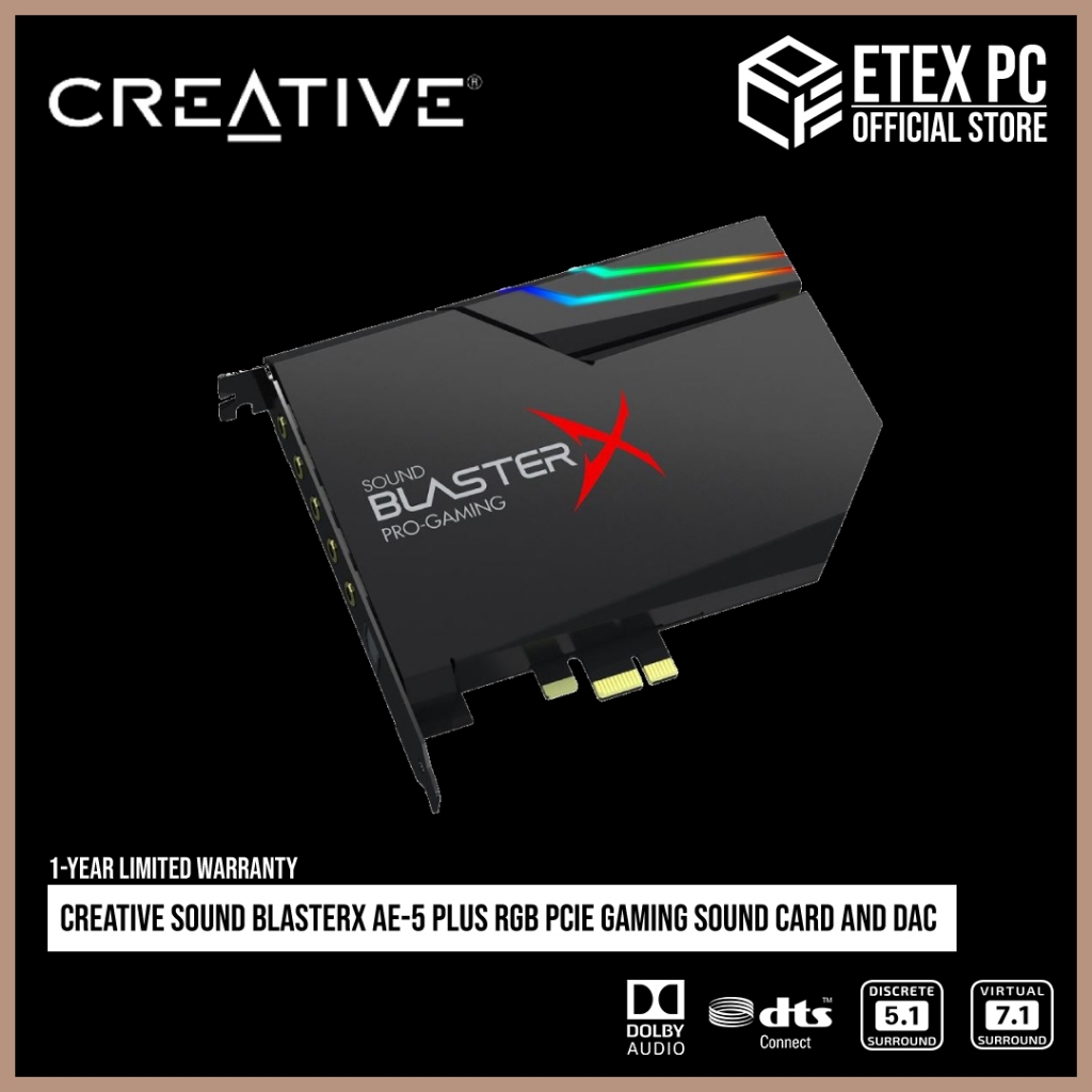 Creative Sound BlasterX AE-5 Plus RGB PCIe Gaming Sound Card And DAC ...