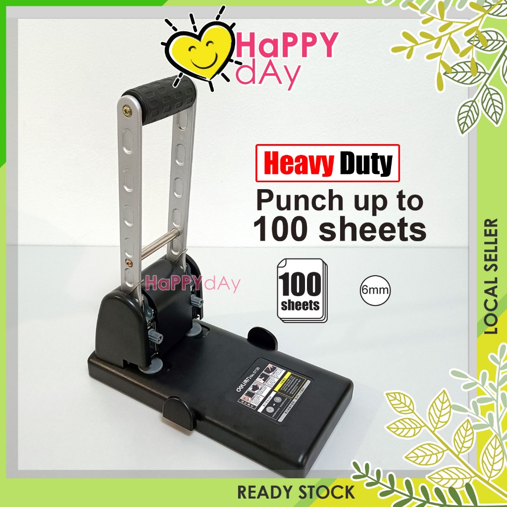 Deli No.0130 Heavy Duty Punch Office Equipment Penebuk Lubang Puncher ...