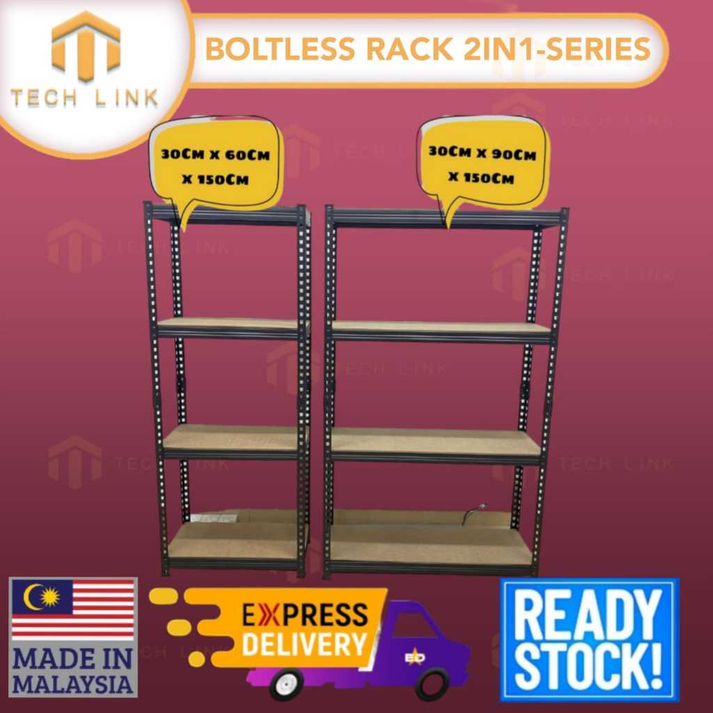 LIGHT DUTY 2 IN 1 Boltless Rack 4 LEVEL @ BLACK & BEIGE ( HOME USE PUT ...