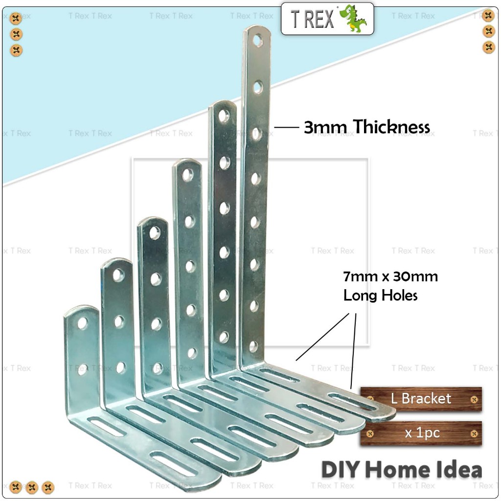 T Rex DIY Extra Strength Mild Steel Angle L Bracket /Wall Shelf Join ...