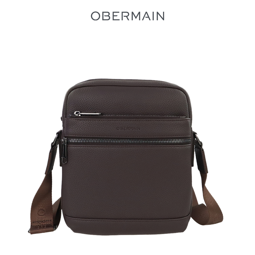 OBERMAIN Men's Sling Bag / Synthetic Leather / Brown / OBC452P1 ...