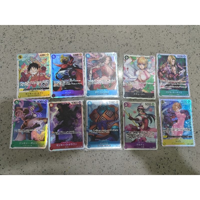 One Piece OPTCG OP07 SR Luffy Sanji Boa Stussy Hawkins Bonney Dragon ...