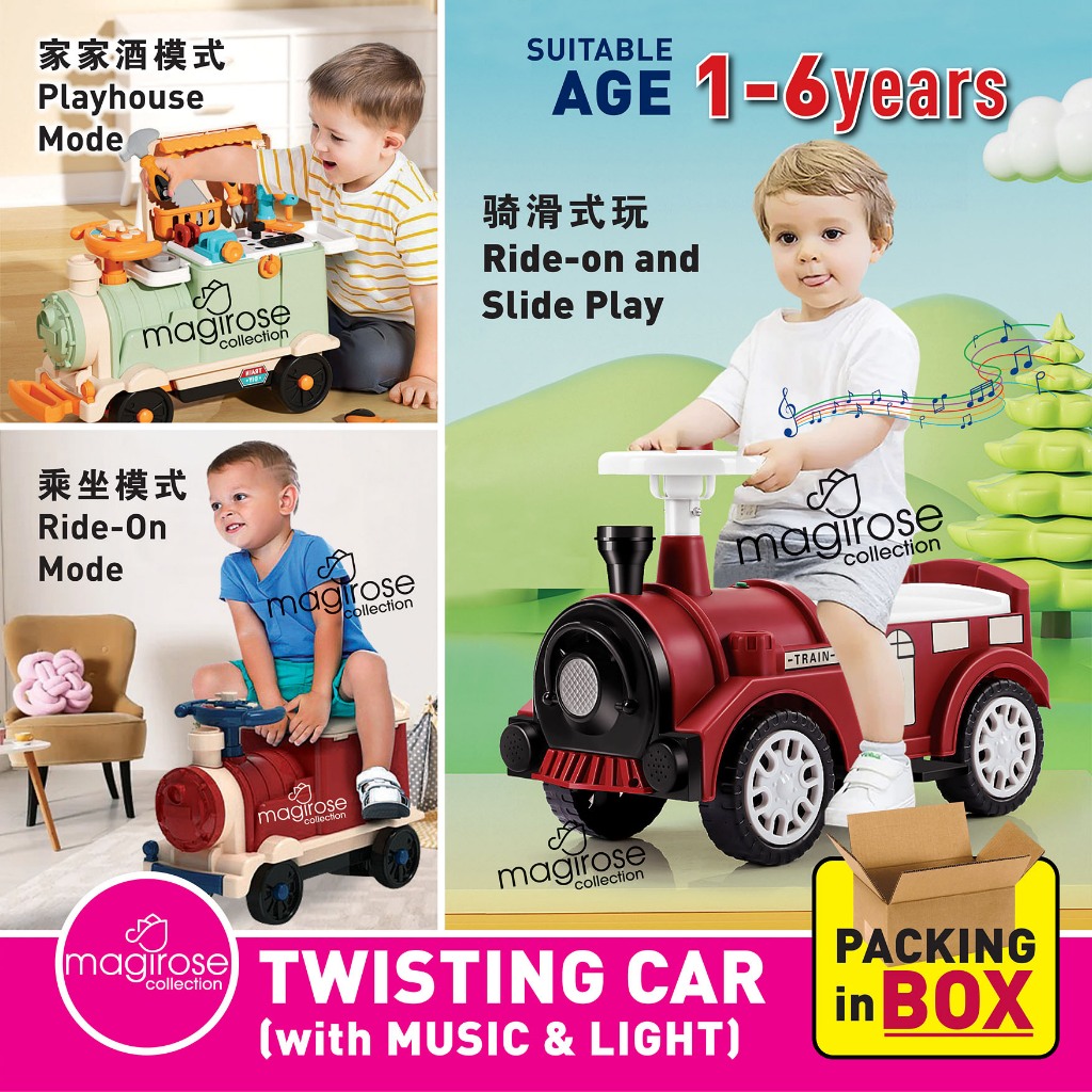 2 in 1 Kid's Ride On Trolley Train Box Playset - Kitchen Toolbox Multi ...