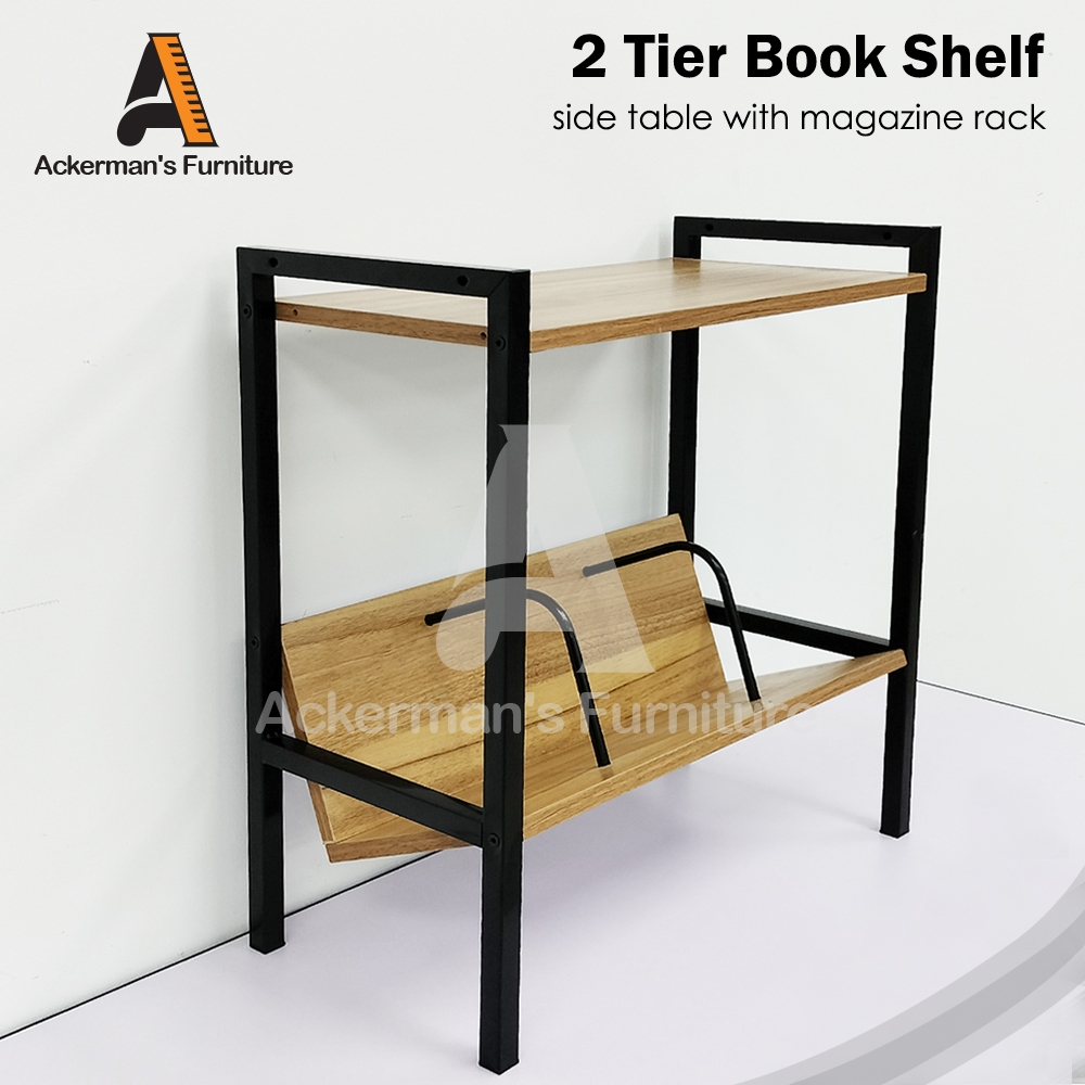 ACKERMAN 2 Tier Magazine Rack Book Shelf Side Table Home Office Rak ...