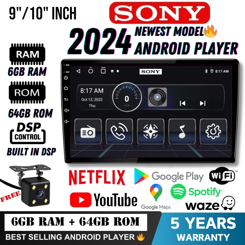 [6GB RAM+64GB ROM]QLED SONY Style Android Player 9"10 inch Quad Core ...