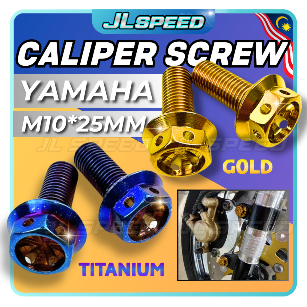 YAMAHA Caliper Bracket Screw Skru Keliper Brek Depan M10*25 Gold ...