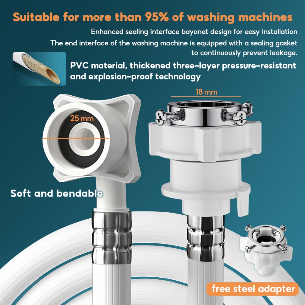 Washing Machine Hose Connector Mesin Basuh Inlet Hose Washing Machine ...