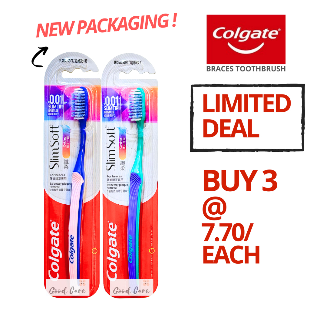 Colgate Slimsoft Orthodontic Toothbrush (V-trimmed bristles for Braces ...